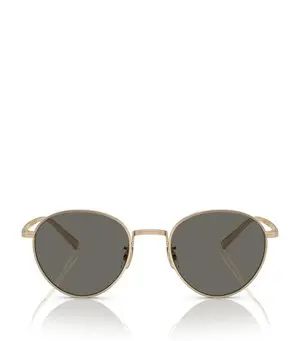 Oliver Spencer Round Rhydian Sunglasses - Gold