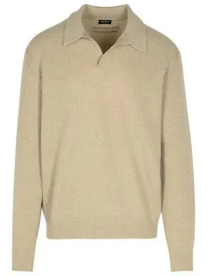 Zegna Cashmere Polo Sweater - Beige