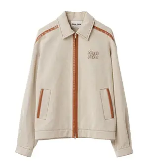 Miu Miu Jacquard Canvas Zip Up Jacket - Black