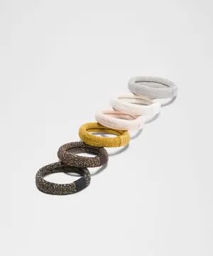 Lululemon Knit Hair Ties Black/espresso/gilded Yellow/strawberry Milkshake/white/silver Drop