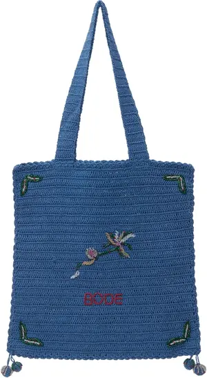 BODE Laurel Crochet Tote - Blue Blue