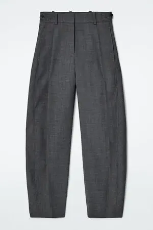 Cos Wool-blend Barrel-leg Trousers - Grey