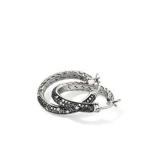 John Hardy Pave Diamond Hoop Earrings