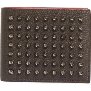 CHRISTIAN LOUBOUTIN Funky Studded Leather Bifold Wallet - Cafe/gun Metal