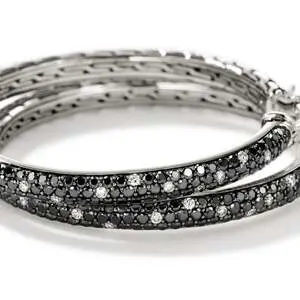 John Hardy Essentials Pave Hoop Earrings With Black And White Diamonds