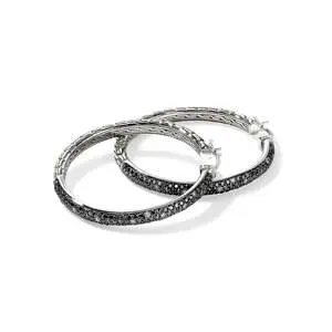 John Hardy Essentials Pave Hoop Earrings With Black And White Diamonds