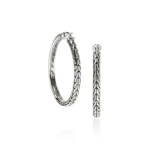 John Hardy Essentials Pave Hoop Earrings With Black And White Diamonds