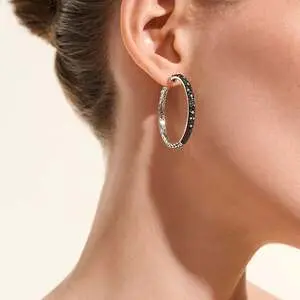 John Hardy Essentials Pave Hoop Earrings With Black And White Diamonds