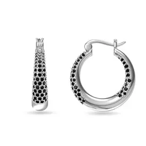 DONATELLO GIAN Name': Crystal Hoop Earrings - Black