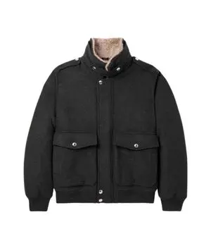 Brunello Cucinelli Shearling-trimmed Cashmere Bomber Jacket