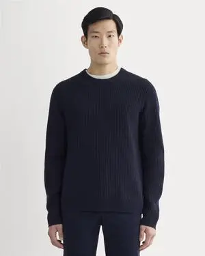 Everlane Fisherman Crew Neck Wool Cashmere Sweater - Navy