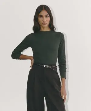 Everlane Luxe Rib Funnel-neck T-shirt - Scarab