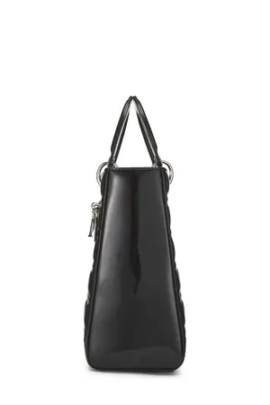 Dior Cannage Quilted Patent Leather Lady - Black