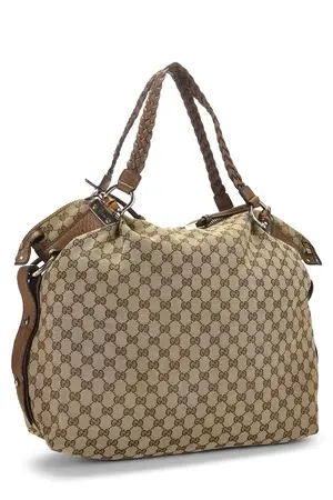 Gucci Original Gg Canvas Bamboo Braided Tote Bag - Beige