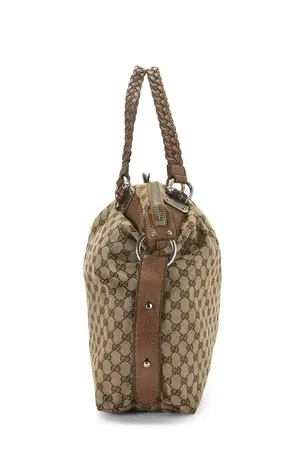 Gucci Original Gg Canvas Bamboo Braided Tote Bag - Beige