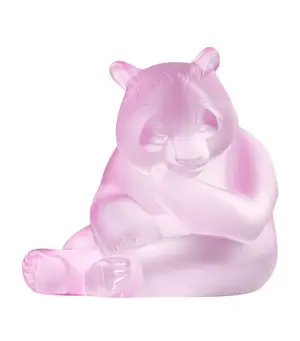 Lalique Rose Nebula Panda Sculpture - Clear