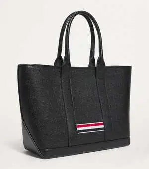 Thom Browne Small Leather Tote Bag - Black