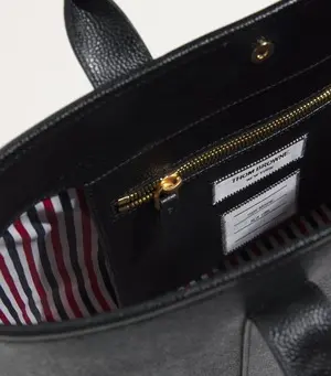 Thom Browne Small Leather Tote Bag - Black