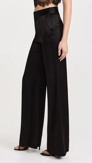Alice + Olivia Dylan Satin Trousers - Black