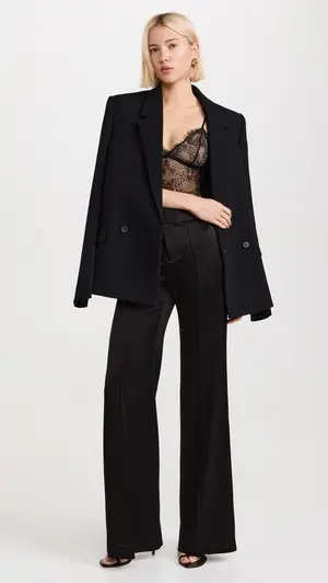 Alice + Olivia Dylan Satin Trousers - Black