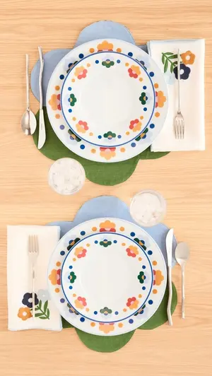 MISETTE Linen Patchwork Placemats Set Of 4