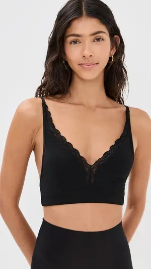 STRIPE & STARE The Lace Plunge Bralette - Black
