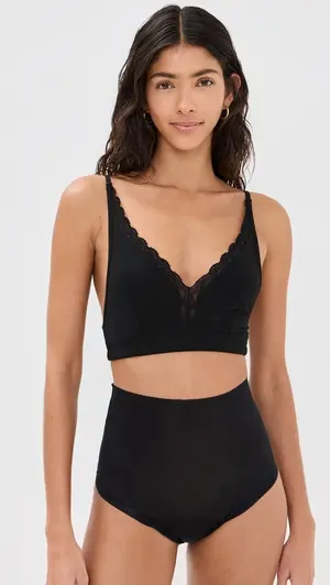 STRIPE & STARE The Lace Plunge Bralette - Black