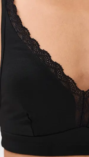 STRIPE & STARE The Lace Plunge Bralette - Black