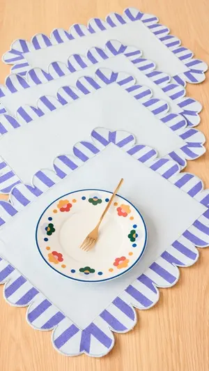 MISETTE Embroidered Linen Placemats Set Of 4