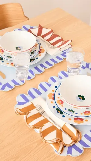 MISETTE Embroidered Linen Placemats Set Of 4