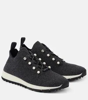 JIMMY CHOO Veles Embellished Sneakers - Black