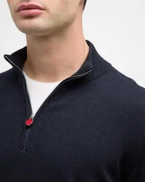 Kiton Cashmere Quarter-zip Sweater - Navy