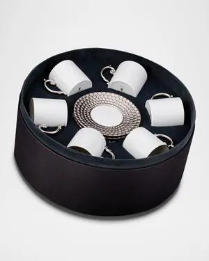 L & APOS;OBJET Aegean -trim Espresso Cups & Saucers, Set Of 6 - Platinum