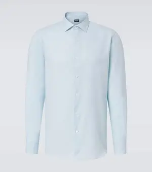 Zegna Cotton And Cashmere Shirt - Blue