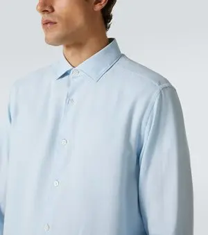Zegna Cotton And Cashmere Shirt - Blue