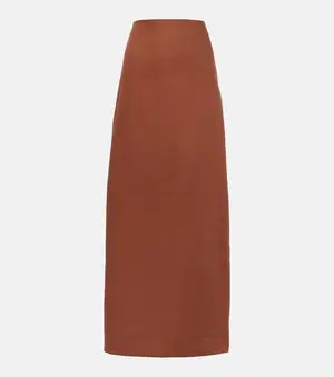 ADRIANA DEGREAS Solid Cotton Maxi Skirt - Brown