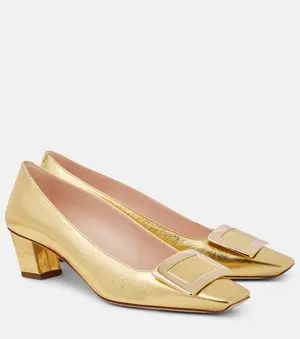 ROGER VIVIER Decollete Belle Vivier 45 Leather Pumps Gold