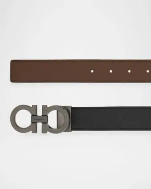 FERRAGAMO Ferragamo Reversible Gancini-Buckle Belt Black Brown
