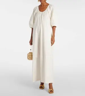 ADRIANA DEGREAS Solid Cotton Maxi Dress