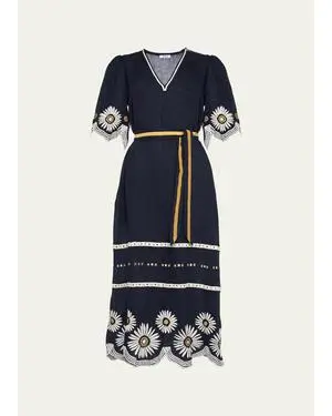 ERES Hortense Embroidered Midi Dress - Black