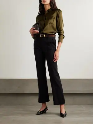 FRAME Kick Flare Stretch-cotton Trousers