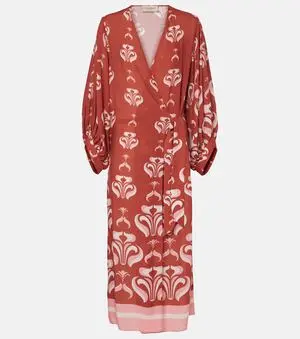 ADRIANA DEGREAS Printed Viscose Caftan - Red