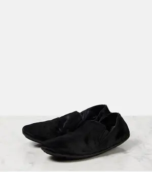 THE ROW Vincit Pony Hair Slip-on Shoes - Black