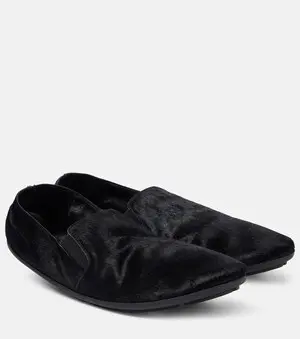 THE ROW Vincit Pony Hair Slip-on Shoes - Black