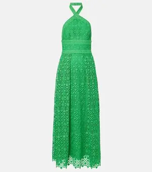 Elie Saab Halterneck Midi Dress - Green