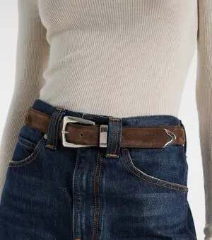 Khaite Benny Suede Belt - Brown