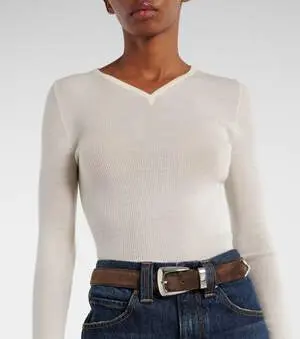 Khaite Benny Suede Belt - Brown