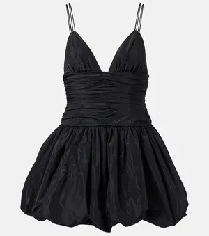 Staud Loren Ruched Mini Dress Black
