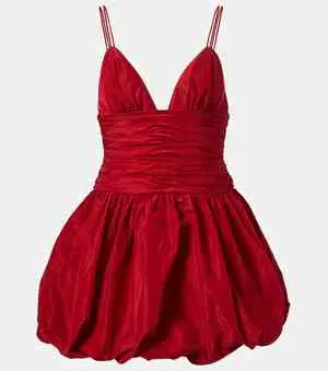 Staud Loren Ruched Mini Dress - Red