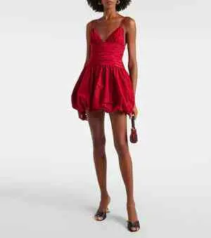 Staud Loren Ruched Mini Dress - Red